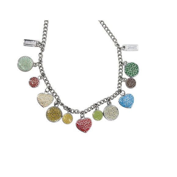 Coach | Jewelry | Coach Charm Logo Necklace Silvertone Silver Tone 9452 ...